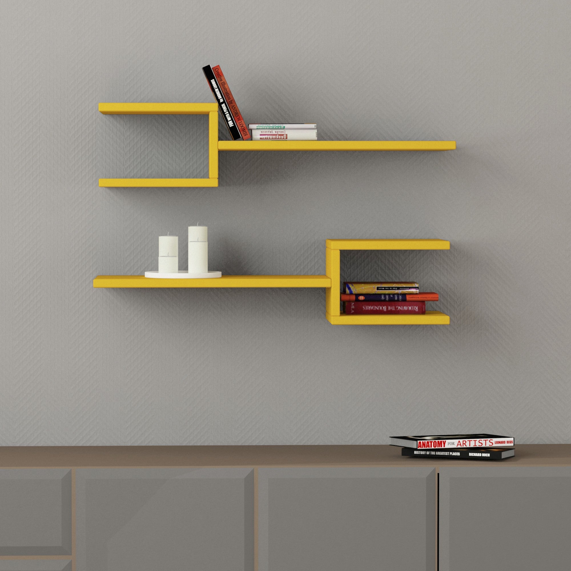 Set da 2 mensola design moderno con 3 ripiani in legno – Colly Shop