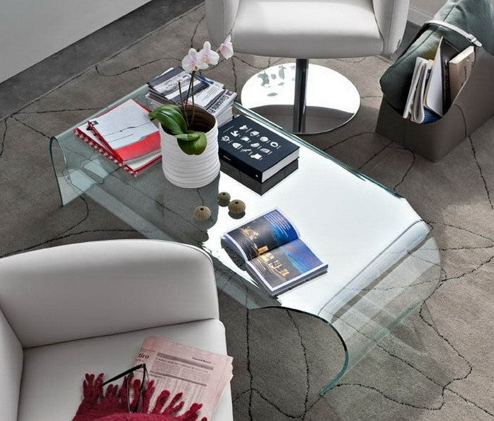 Tavolino di design in vetro trasparente da salotto cm 149x66x45h ...